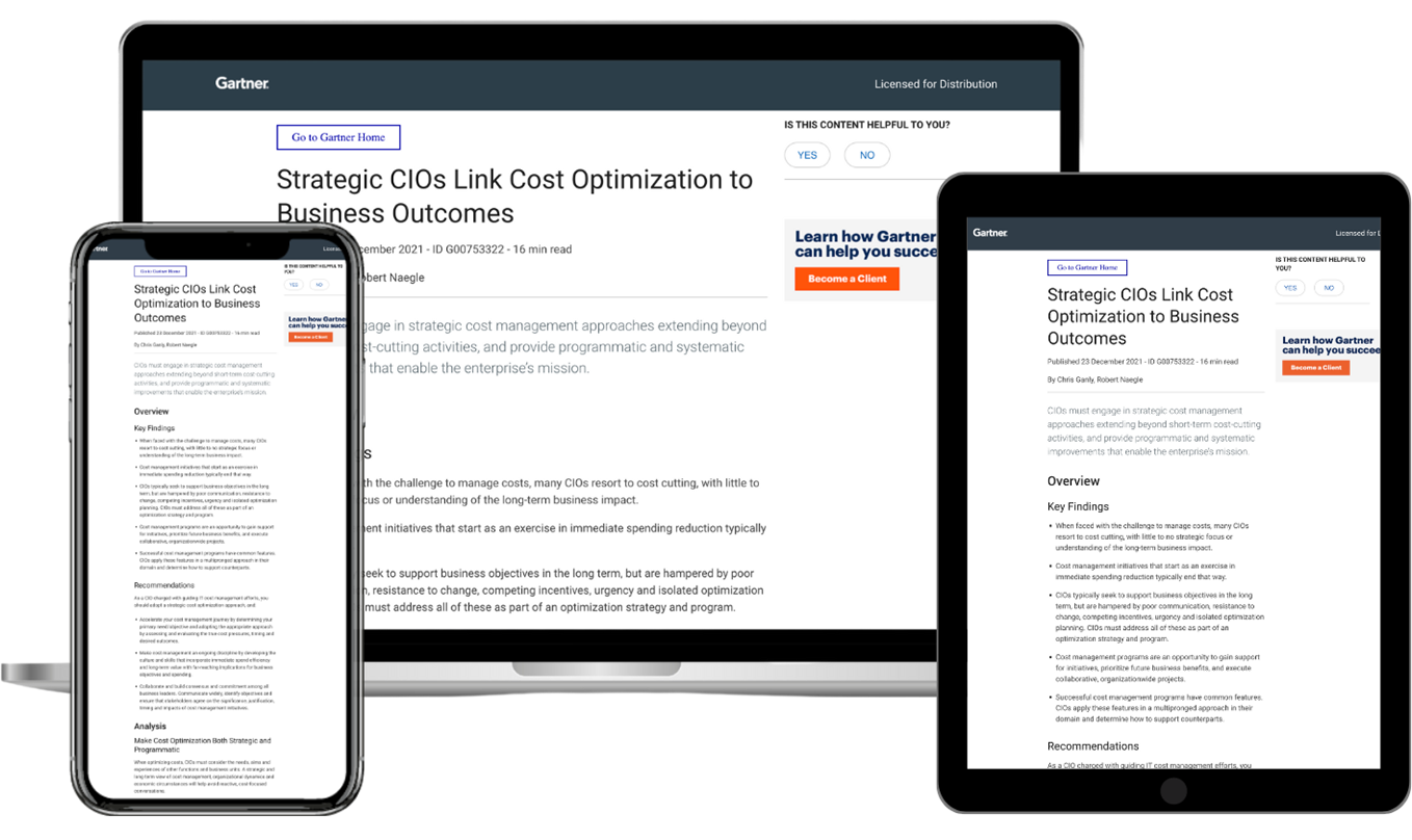 Gartner Report: Strategic CIOs Link Cost Optimization to Business ...